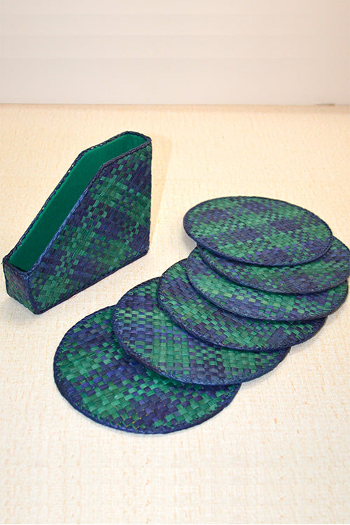 Screw Pine Round Trivets Green Blue (Set of 6) – Dharini