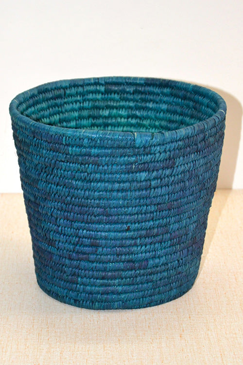 Sabai Grass & Palm Leaf Bin/Planter/Utility Basket (Teal Blue) – Dharini