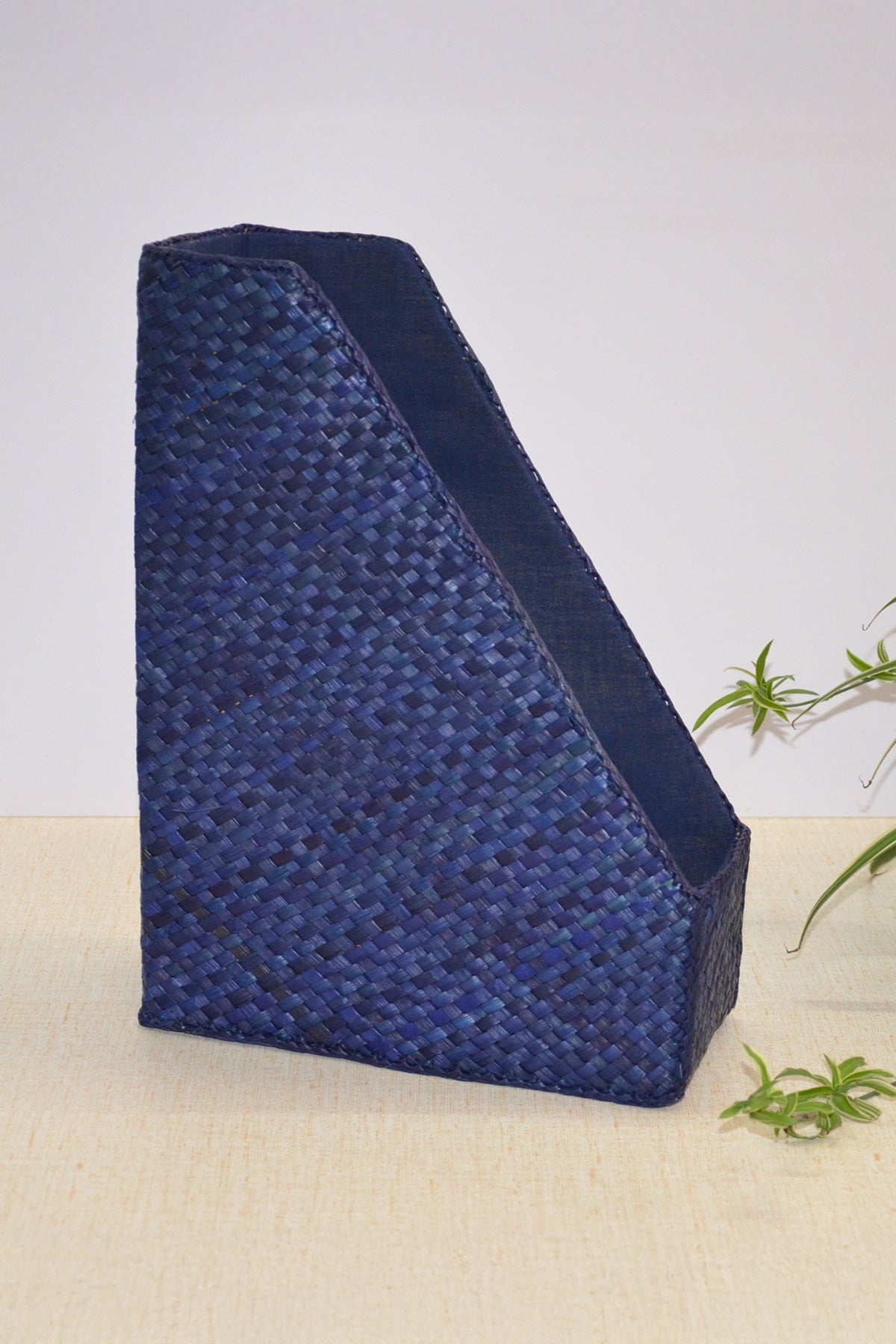 Screw Pine Magazine & File Holder Blue – Dharini